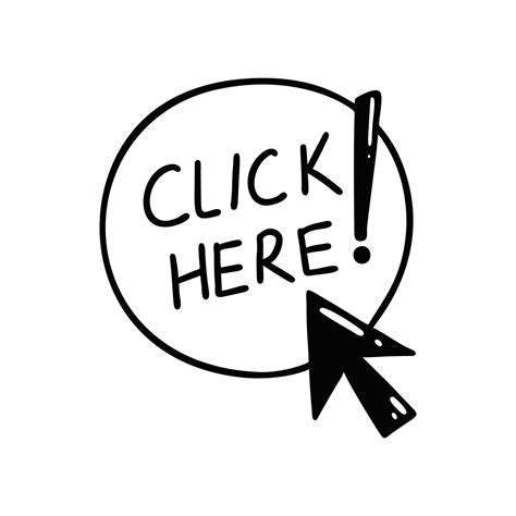 Doodle Click Here Button Hand Drawn Sketch Cursor Icon Web Site