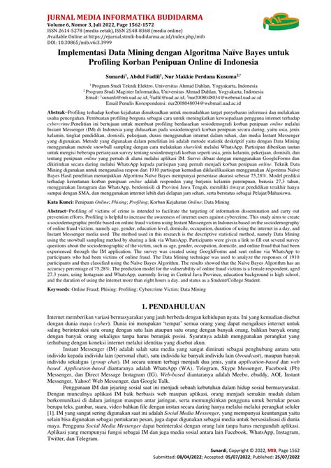 pdf implementasi data mining dengan algoritma naïve bayes untuk profiling korban penipuan