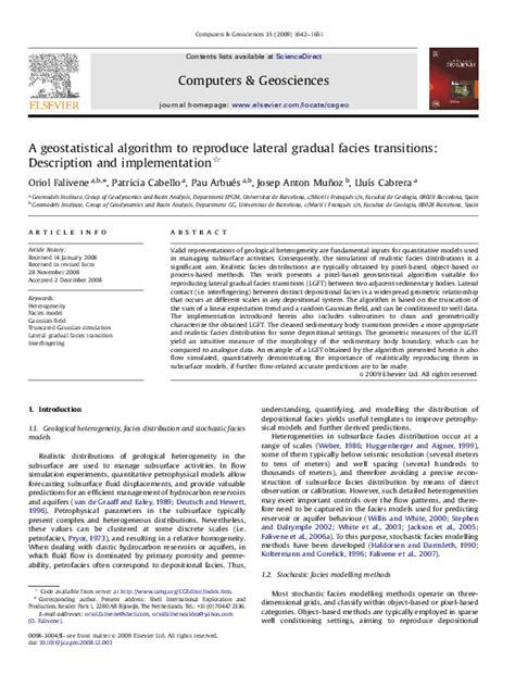 pdf a geostatistical algorithm to reproduce lateral gradual facies transitions description