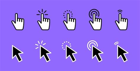 Iconos Del Puntero De La Mano Puntero De Flecha Vector Premium