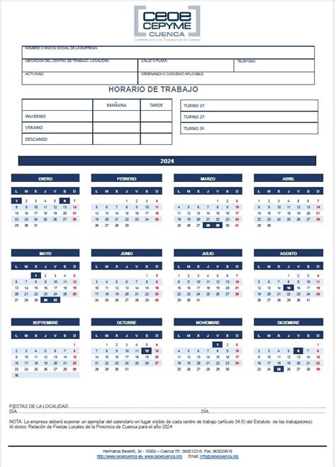 Conoce El Calendario Laboral 2024 En Cuenca Fechas Clave Para