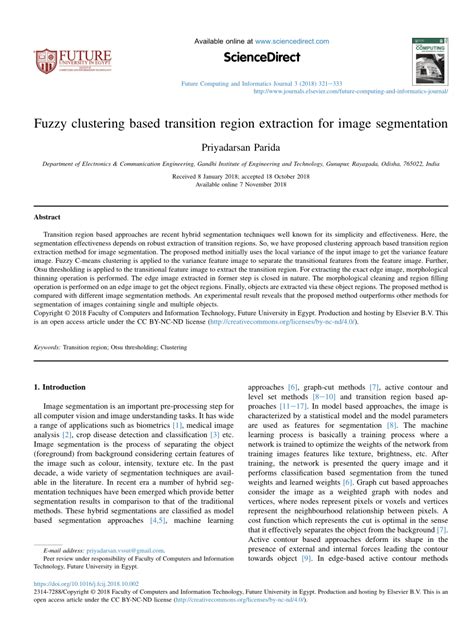 pdf fuzzy clustering based transition region extraction for image segmentation