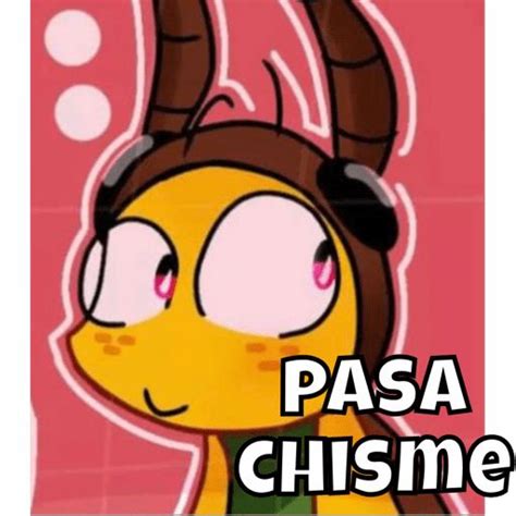 A Cartoon Character With The Words Pas Chisme In Front Of Her Face And