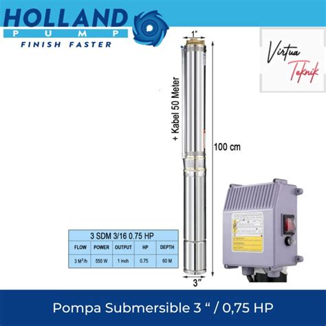 Jual Mesin Pompa Air Celup Sumur Dalam Submersible 0 75 HP Pipa 3 Inch