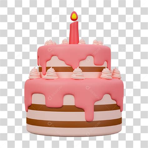Elemento 3D Bolo de Aniversário PNG Transparente download Designi