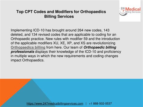 Ppt Top Cpt Codes And Modifiers For Orthopaedics Billing Services
