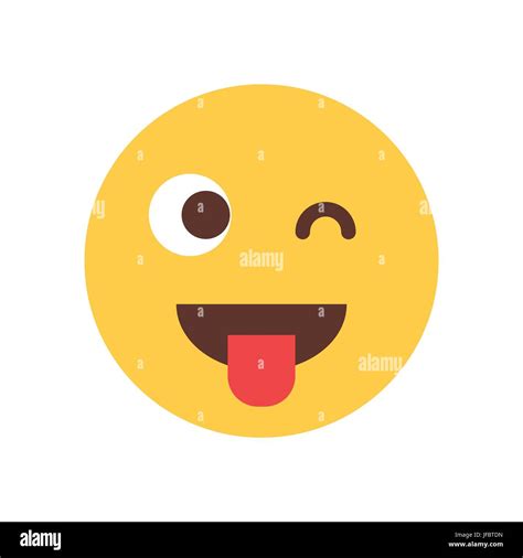 Yellow Smiling Cartoon Face Show Tongue Wink Emoji People Emotion Icon