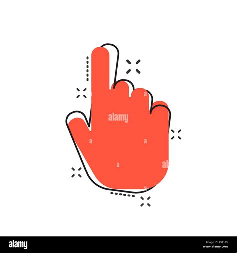 Vector Cartoon Click Hand Icon In Comic Style Cursor Finger Sign