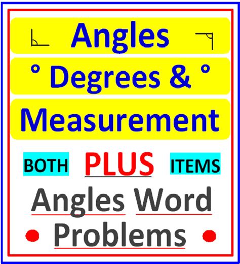Angles Degrees And Measurement Plus Angles Word Problems Items