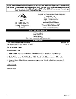 Fillable Online NOTICE Agenda Is Subject To Change Prior To