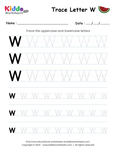 Free Printable Tracing Letter W Worksheet Kiddoworksheets