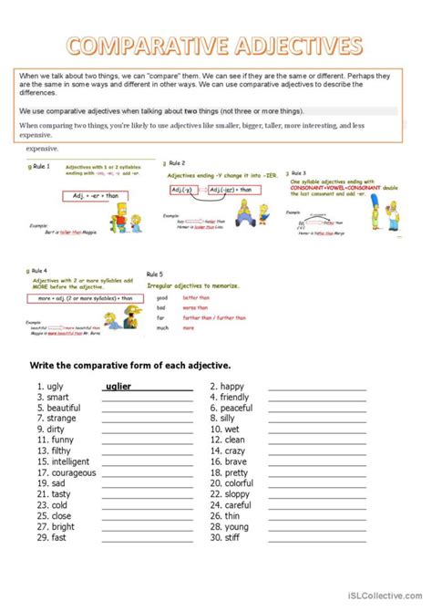 COMPARATIVE ADJECTIVES RULES General English ESL Worksheets Pdf Doc