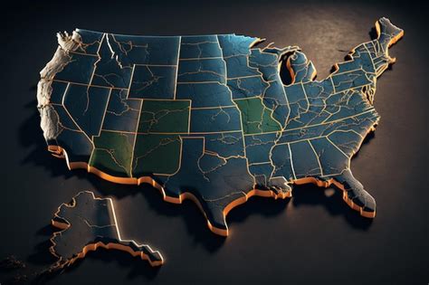 Premium Photo A Map Of The United States Of America With A Cracked
