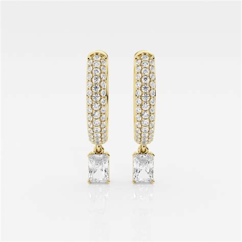 näas Bombë 7 8 ctw Radiant Lab Grown Diamond Huggie Hoop Earrings