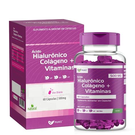 Ácido Hialurônico Colágeno mais Vitaminas 60 cápsulas 500mg Muwiz