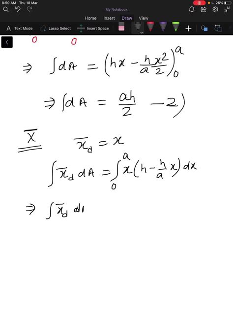 solved determine by direct integration the centroid of the area shown