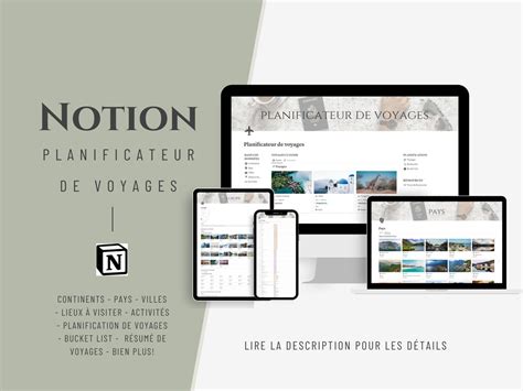 Template Notion Planificateur De Voyages Pour Vacances Journal Etsy