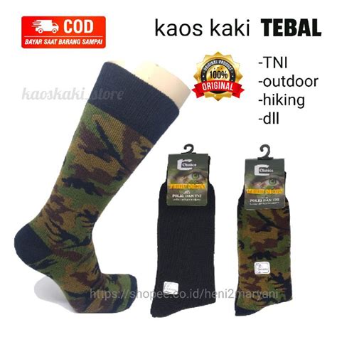 Jual Kaos Kaki TEBAL Outdoor PDL TNI Hitam Loreng Kaos Kaki Termal Army