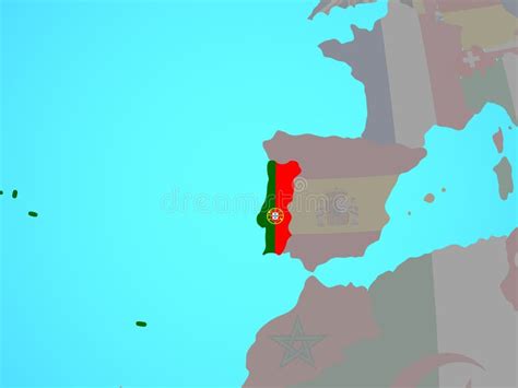 Portugal Con La Bandera En Mapa Stock De Ilustraci N Ilustraci N De