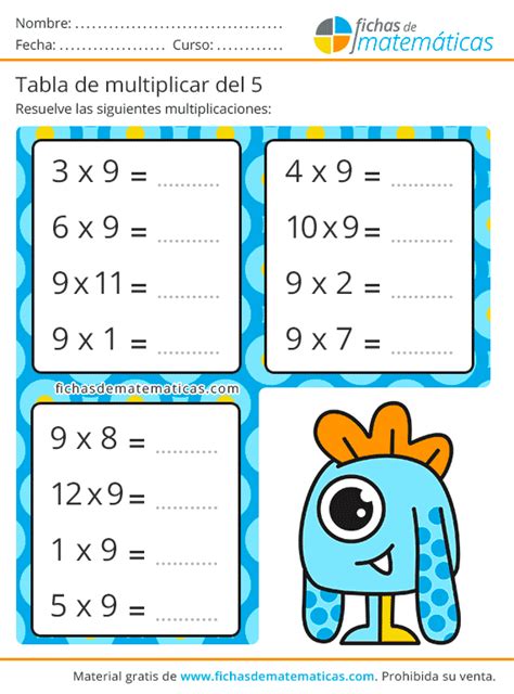 Tabla Del 9 Tablas De Multiplicar Para Primaria PDF GRATIS