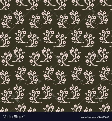 Abstract Seamless Pattern With White Floral Plant Vector Image