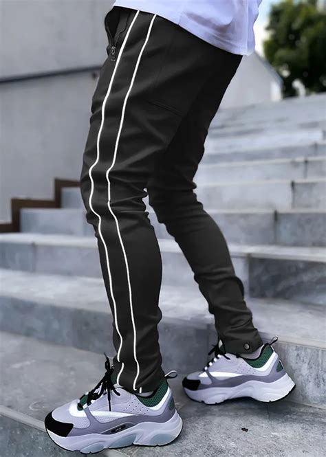 Custom Logo High Quality Reflective Stripe Men S Stacked Joggers Pants