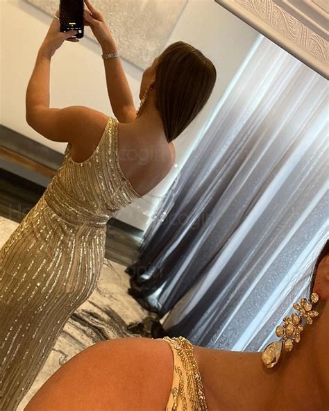 Shop One Shoulder Gold Strappy Sequin Cutout Prom Dress With Side Slit