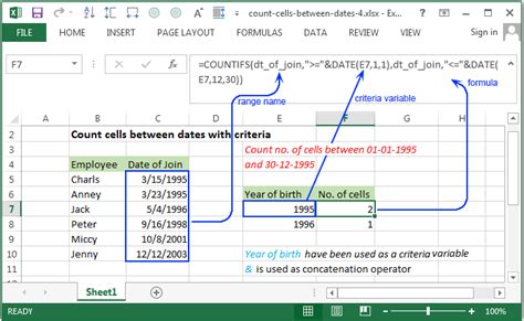 Excel Count Count Number Of Cells Between Two Dates W Resource
