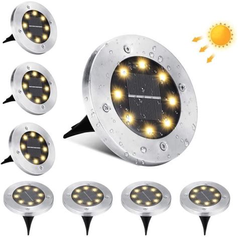 Lampe Solaire Extérieur Jardin 8 LED Spots Solaires Exterieur Etanche
