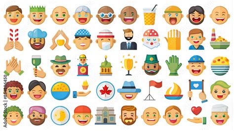 All Type Of Emojis Stickers Emoticons Flat Vector Illustration