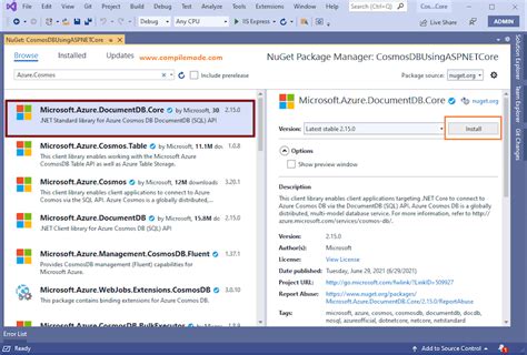 crud operations in asp core blazor server with azure cosmos db and c
