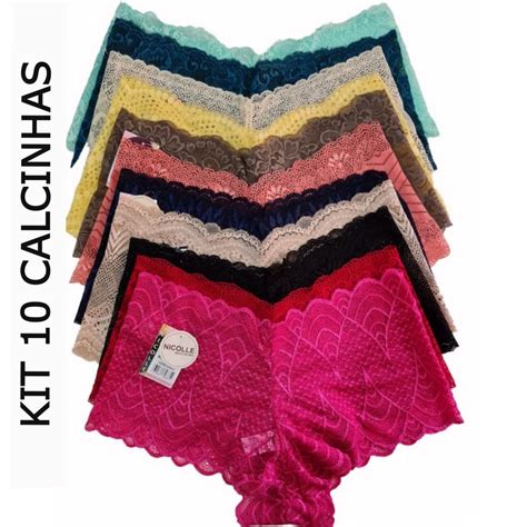 10 UN Calcinha Caleçon KIT Calesson Shortinho em Renda Lingerie