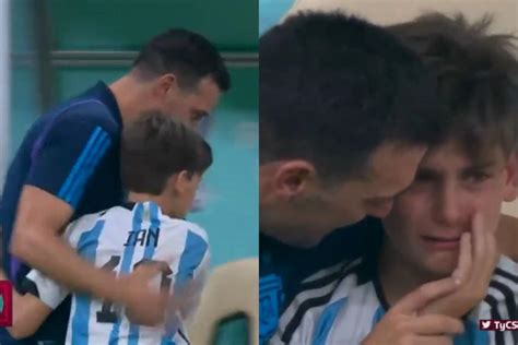El emotivo llanto del hijo de Lionel Scaloni tras la clasificación de