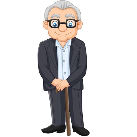 Dibujos Animados Senior Anciano Anciano Vector Premium