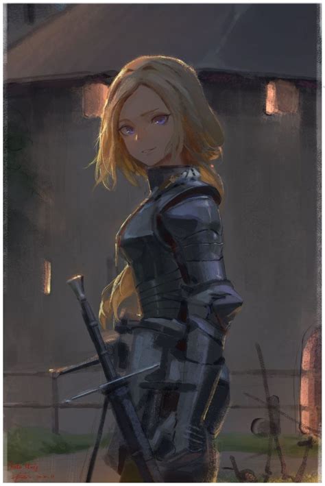 Safebooru 1girl Absurdres Armor Blonde Hair Blue Eyes Breasts Bwh Fantasy From Side Highres