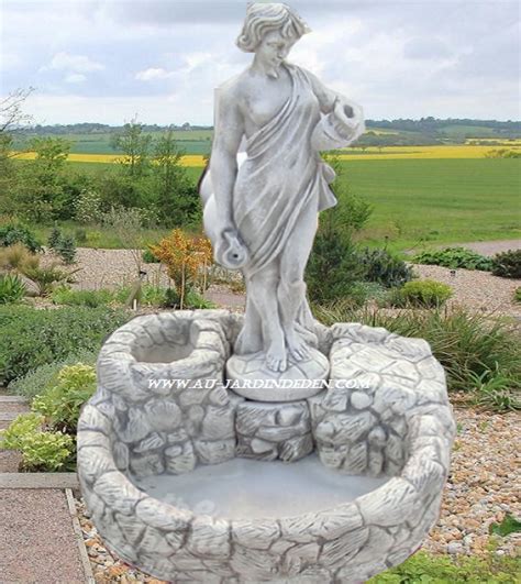 FONTAINE EXTÉRIEUR DE JARDIN EN PIERRE RECONSTITUÉE FEMME DEUX CRUCHES