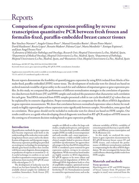 pdf comparison of gene expression profiling by reverse transcription quantitative pcr between