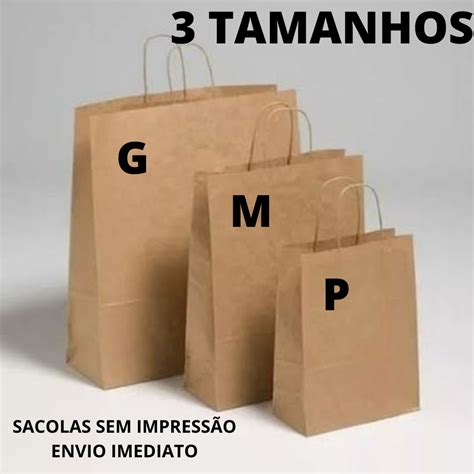Sacolas Kraft 50 Unidades Escolha O Tamanho Alta Qualidade Escorrega
