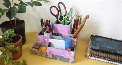 Organizador de escritorio reciclado cómo hacerlo en casa Reciclaje