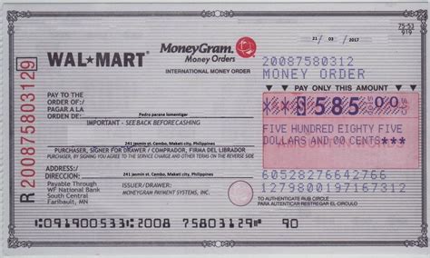 Printable Blank Money Order Template