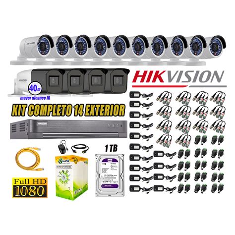 Ripley HIKVISION CÁMARAS DE SEGURIDAD KIT 14 EXTERIOR FULL HD 1080P