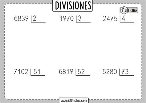 Fichas con Ejercicios de Divisiones para Niños de Primaria