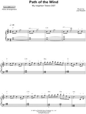 Path Of The Wind From My Neighbor Totoro Piano Solo Sheet Music To