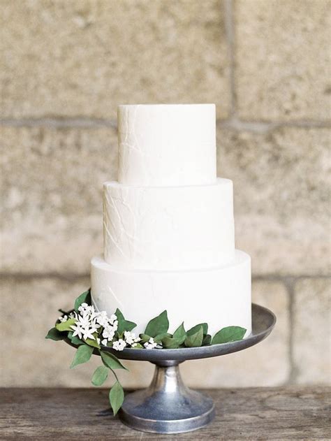 Simple Three Tiered White Wedding Cake Wedding Cake Bride Wedding