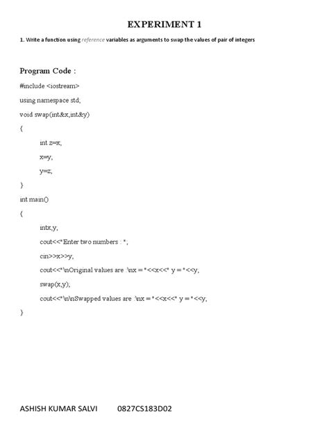 program to swap values of data members of two different classes using friend function pdf