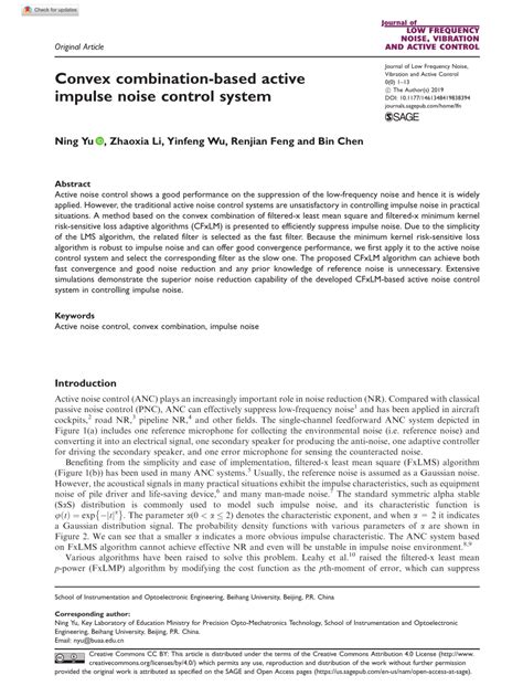 pdf convex combination based active impulse noise control system