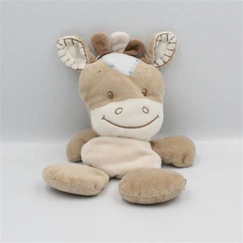 Doudou Poney Cheval Beige Bleu Nattou