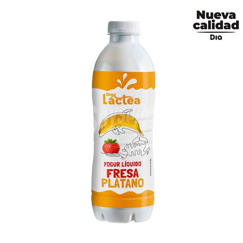 DIA Yogur líquido sabor fresa y plátano lactea Botella 1 lt