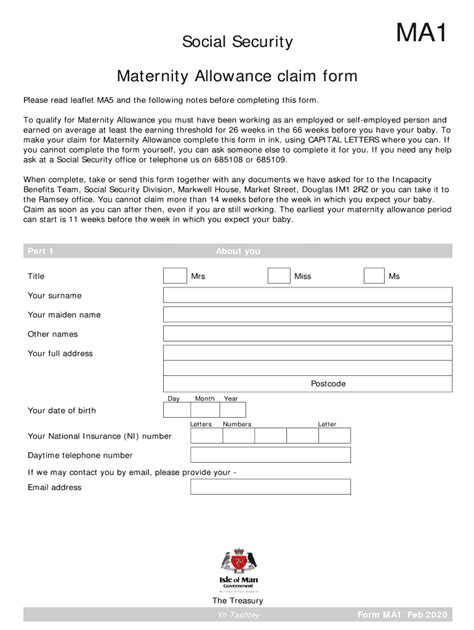 Maternity Allowance 2020 2024 Form Fill Out And Sign Printable PDF