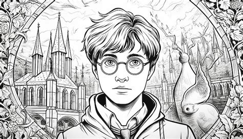 Páginas para colorear de harry potter Foto Premium
